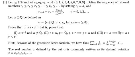 solved 1 let a0∈z and let a1 a2 a3 ⋯∈{0 1 2 3 4 5 6 7 8 9}