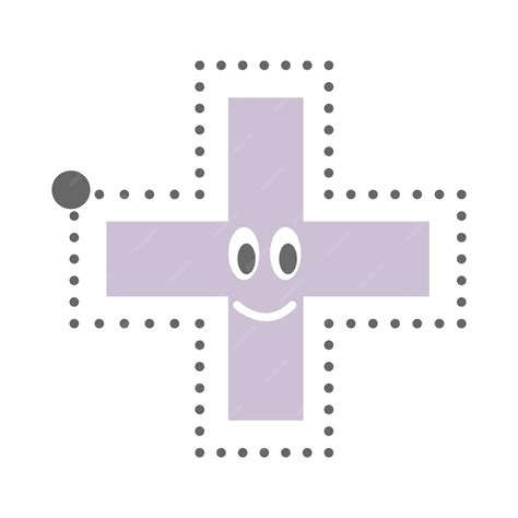 그리기 연습을 위한 유치원 및 유치원생을 위한 추적 선을 위한 점선 십자 모양 프리미엄 벡터