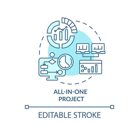 All In One Project Turquoise Concept Icon Managing Multiple Tasks Abstract Idea Thin Line