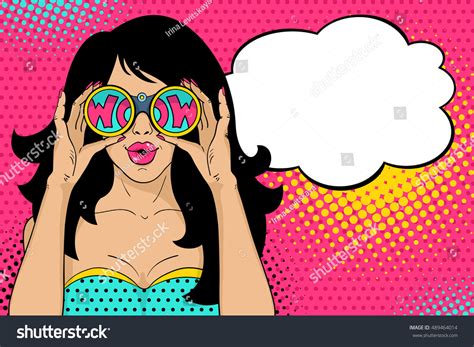Wow Pop Art Face Sexy Surprised Stock Vector Royalty Free 489464014
