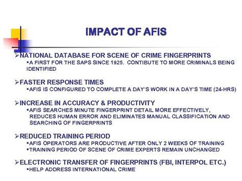 Automated Fingerprint Identification System Afis Presenter Assistant