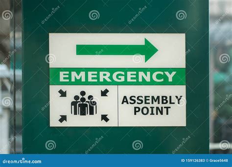 Emergency Assembly Point Sign Stock Image Image Of Exit Assemble 159126383