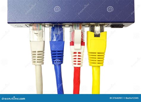 Network Switch And UTP Ethernet Cables Stock Image Image Of Blue Isolated 37646901