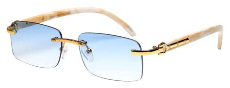 Flawless Eyewear Retro Wood Buffs Vintage Style Gangster Rimless Clear Lens Rectangular Metal