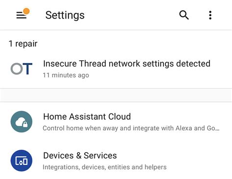 Skyconnect Insecure Thread Network Configuration Home Assistant