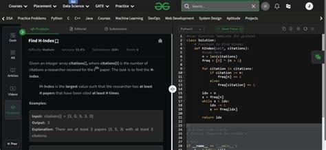 160daysofdsa Dsa Geeksforgeeks 100daysofcode Codingchallenge Hindex Jenish Nakrani
