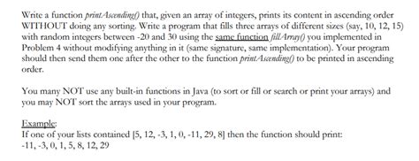 Solved Write A Function Printascending That Given An Array Chegg