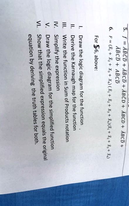 5 And 6 I Vi I Simplify The Expression Derive The Karnaugh Map For The Function Draw The Logic