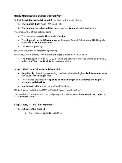 Econ 102 Utility Maximization And The Optimal Point Pdf