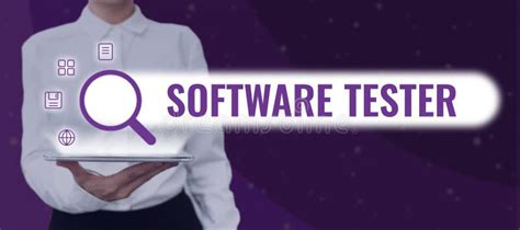 conceptual caption software tester business concept implemented to