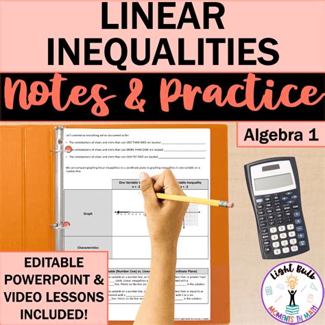 Graphing Linear Inequalities Guided Notes Worksheet And Video Lessons Editable Light Bulb