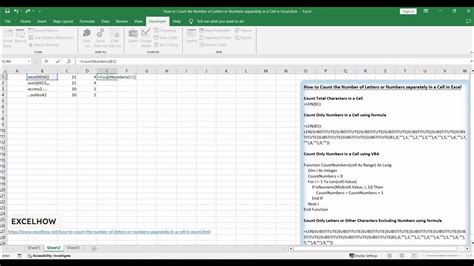 How To Count The Number Of Letters Or Numbers Separately In A Cell In Excel Youtube