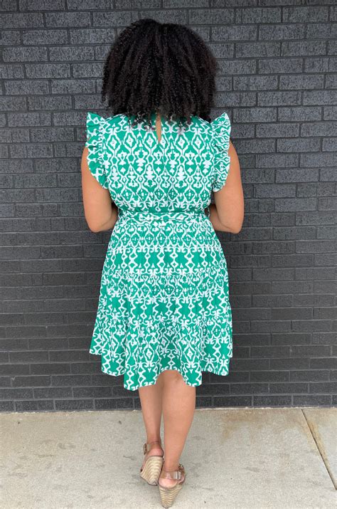 Belted Print Nursing Dress Green 20