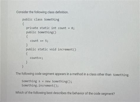 Solved Consider The Following Class Definitionpublic Class