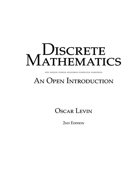Alternate Textbook Discrete Mathematics An Open Introduction Oscar Levin 2nd Edition Oscar