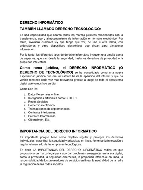 Derecho Informatico Pdf Informática Propiedad Intelectual
