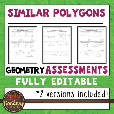 Similar Polygons Tests Geometry Editable Assessments Made By Teachers