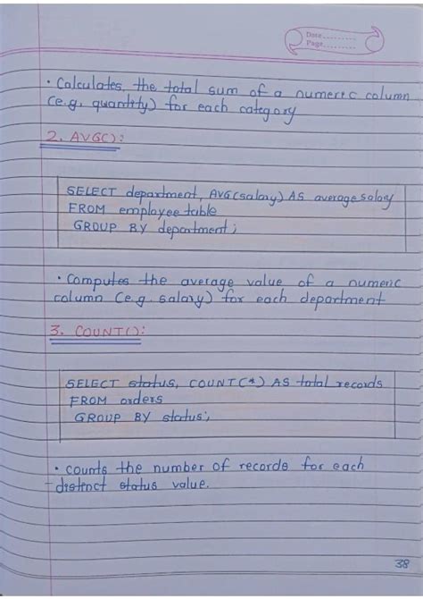 Sql Handwritten Notes Topperworld
