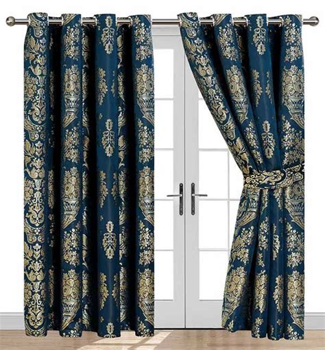 Luxury Jacquard Eyelet Blue Bedroom Curtains Imperial Rooms Blue Curtains Living Room Blue
