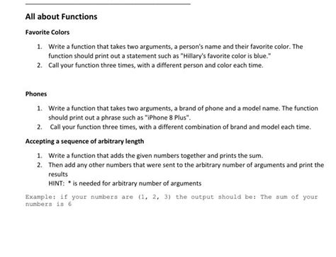 Solved All About Functions Favorite Colors 1 Write A