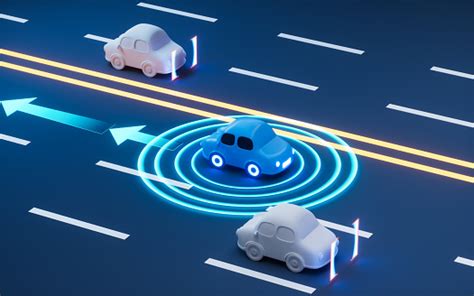 자율 주행 자동차 고속도로 자동 조종 장치 및 감지 시스템 3d 렌더링을 통해 이동합니다 감지기에 대한 스톡 사진 및 기타 이미지 Istock