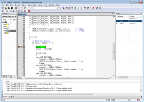 IPC Blinking Dual Core Debugging LPC4350 DB1 Development Board