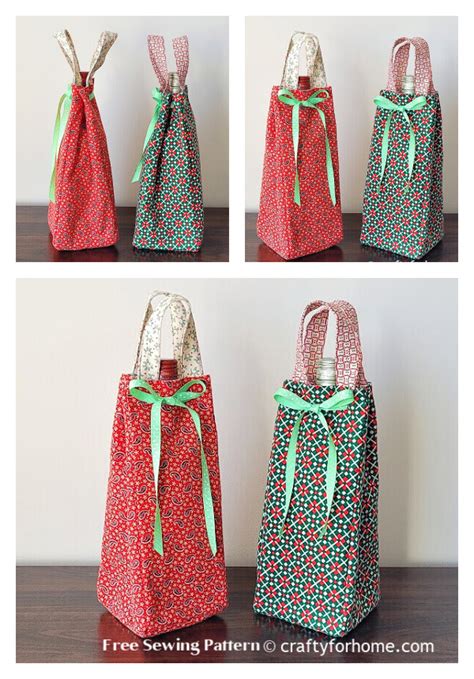 Easy Reversible Bottle Tote Bag Free Sewing Pattern Fabric Art Diy
