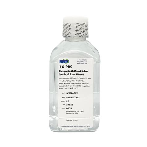 1x Pbs Phosphate Buffered Saline 500 Ml