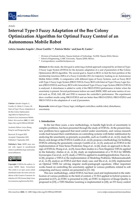 pdf interval type 3 fuzzy adaptation of the bee colony optimization