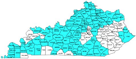 Kentucky Counties Map Printable