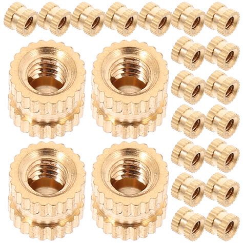 60pcs Copper Knurled Nuts Threaded Connector Nuts Compact Replacing