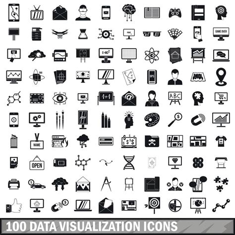 100 Data Visualization Icons Set Simple Style 8519547 Vector Art At Vecteezy
