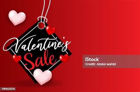 빨간 배경에 풍선 하트와 레이블 발렌타인 데이 판매 배경입니다 배너 디자인 판매 발렌타인 데이의 창조적 인 개념 공백 텍스트 복사 2월에 대한 스톡 벡터 아트 및 기타