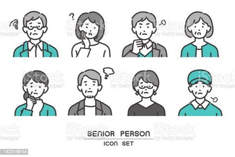 심플하고 사용하기 쉬운 시니어 얼굴 아이콘 벡터 일러스트 레이 션 자료 남성과 여성 패션 아이콘 노인에 대한 스톡 벡터 아트 및 기타 이미지 Istock