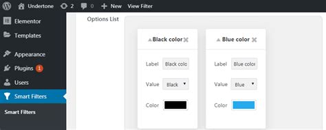 how to create visual filter with taxonomies data source