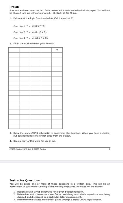 Solved Prelab Print Out And Read Over The Lab Each Person Chegg