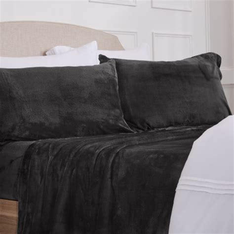 Ny Loft Micro Fleece Sheets Set With Extra Deep Pockets Twin Black