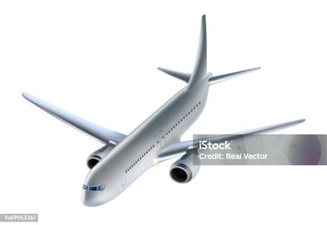 현실적인 벡터 비행기입니다 흰색 배경 항공기 측면보기에 격리 비행기에 대한 스톡 벡터 아트 및 기타 이미지 비행기 3차원 형태 공항 Istock