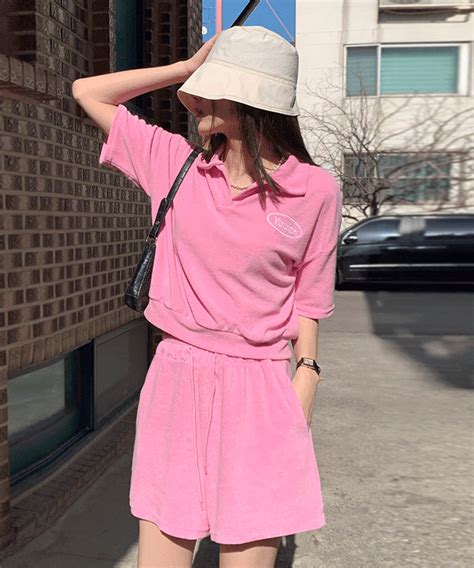 💛세트가격컬러추가💛 테리 카라 반팔 티셔츠 밴딩 반바지 츄리닝 세트 트윈룩 투피스 셋업 트레이닝 Pst0016 여름 코디 에이블리