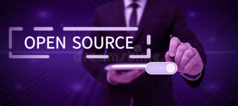 Sign Displaying Open Source Word Written On Contains The Source Code That Can Be Modified And