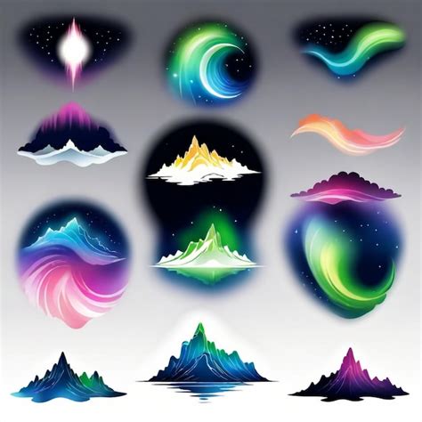 Aurora Vector Set White Background Isolated A High Premium Ai