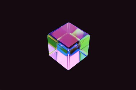 Premium Photo Abstract Rainbow Glass Cube In 3d Render Design