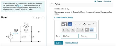 Solved Review Constants Part A A Variable Resistor R Is Chegg Com