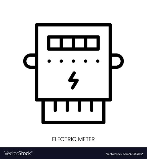 Electric Meter Icon Line Art Style Design Vector Image
