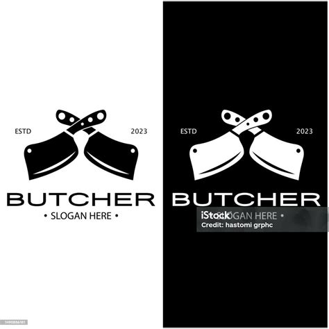 정육점 칼 빈티지 로고 일러스트 요리사 칼 로고 템플릿 비즈니스 배지 레스토랑 도살장 정육점 카페 브랜드 및 칼 가게 현대적인 간단한 미니멀리스트 벡터 개념으로 고기에 대한