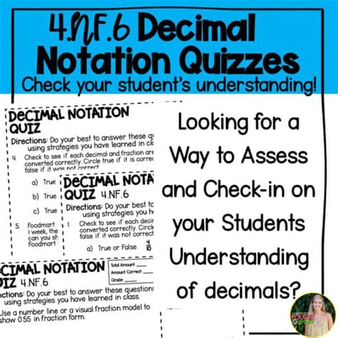 Decimal Notation Quizzes By Fantastically Fourth Grade TPT