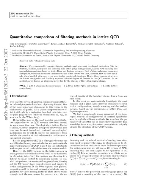 Pdf Quantitative Comparison Of Filtering Methods In Lattice Qcd