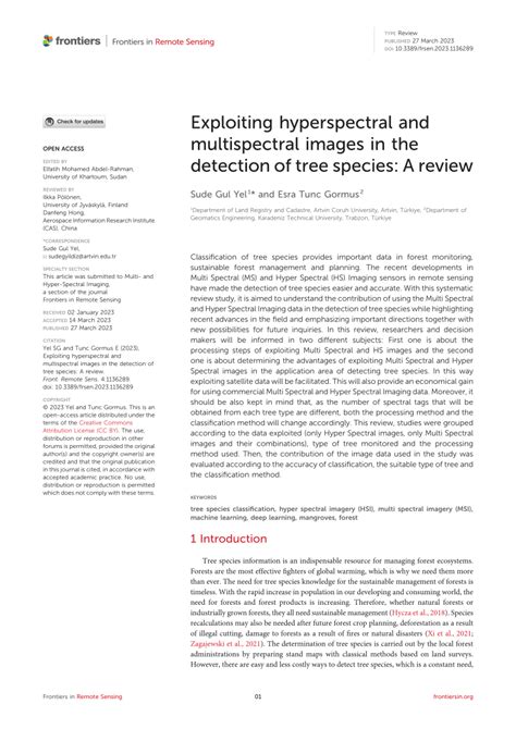 Pdf Exploiting Hyperspectral And Multispectral Images In The Detection Of Tree Species A Review