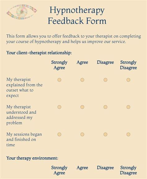 Free Hypnotherapy Feedback Form Template 123formbuilder