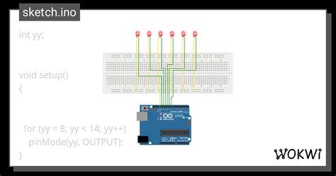 ตยไฟติดดับพร้อมกัน6ดวงใช้for และ While และ Function Wokwi Esp32 Stm32 Arduino Simulator